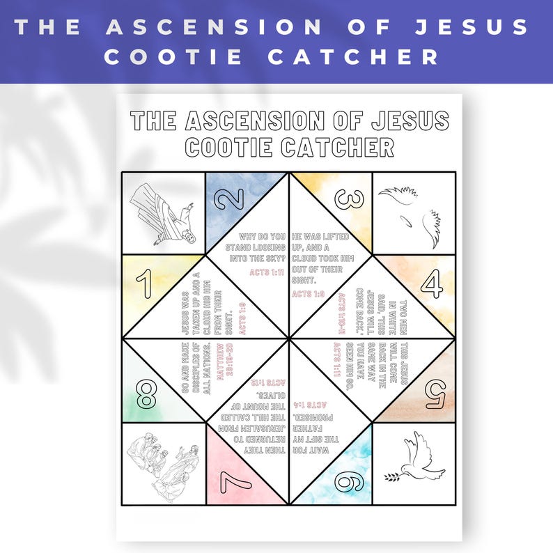 The Ascension of Jesus Cootie Catcher, Sunday School Bible Activity ...