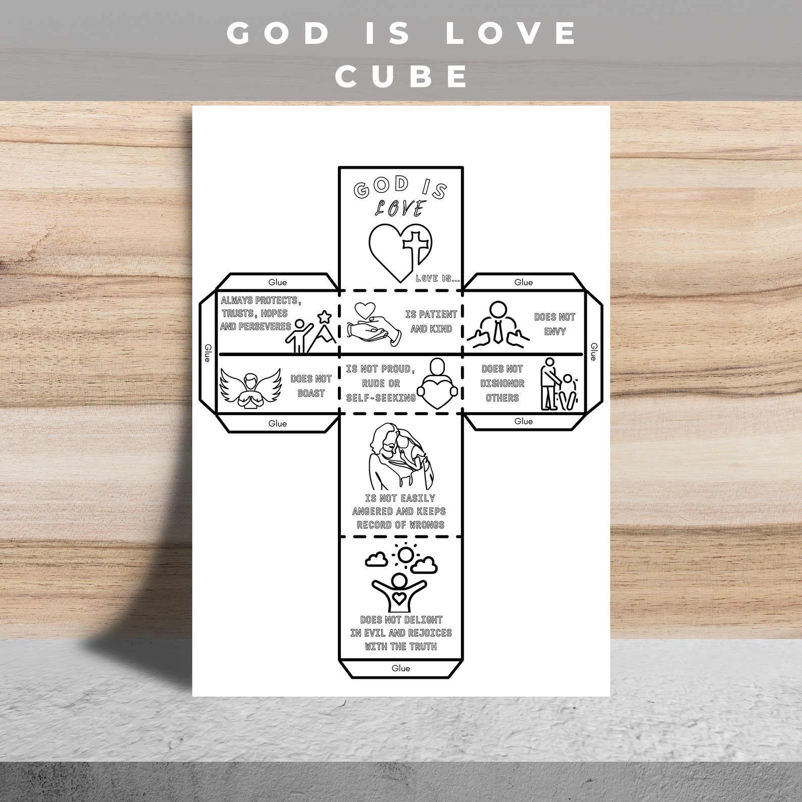 God is Love Coloring Cube,printable Bible Coloring Page Learning Sheet ...