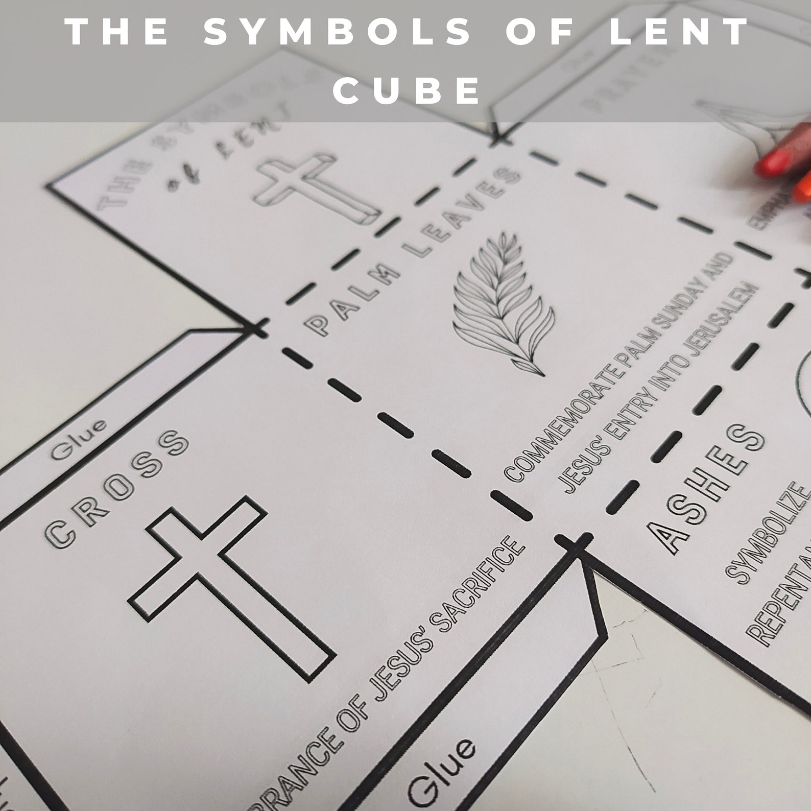 The Symbols of Lent Coloring Cube, Printable Sunday School Craft ...