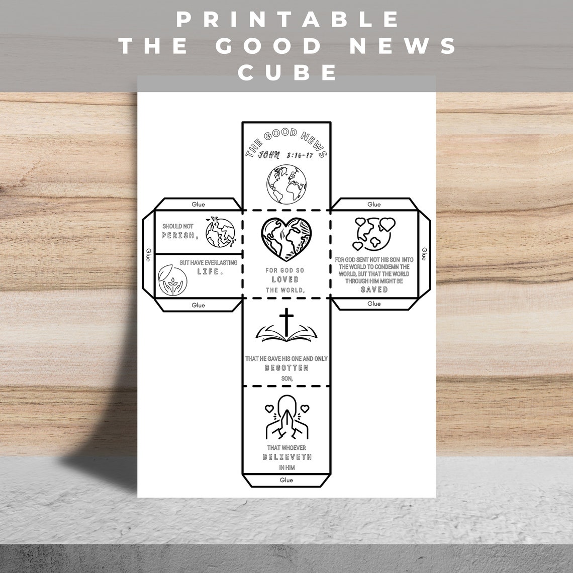 The Good News Coloring Cube, Printable Sunday School Craft, Bible Coloring Page, Bible Verse ...