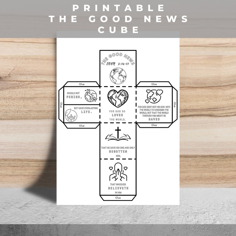 The Good News Coloring Cube, Printable Sunday School Craft, Bible Coloring Page, Bible Verse ...