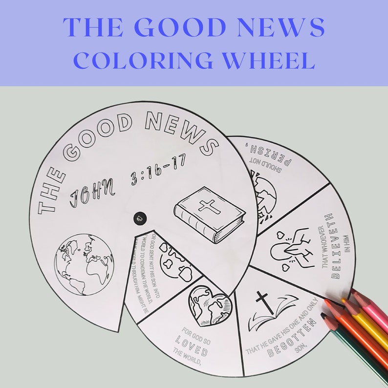 The Good News Coloring Wheel,sunday School Lesson Craft, Bible ...