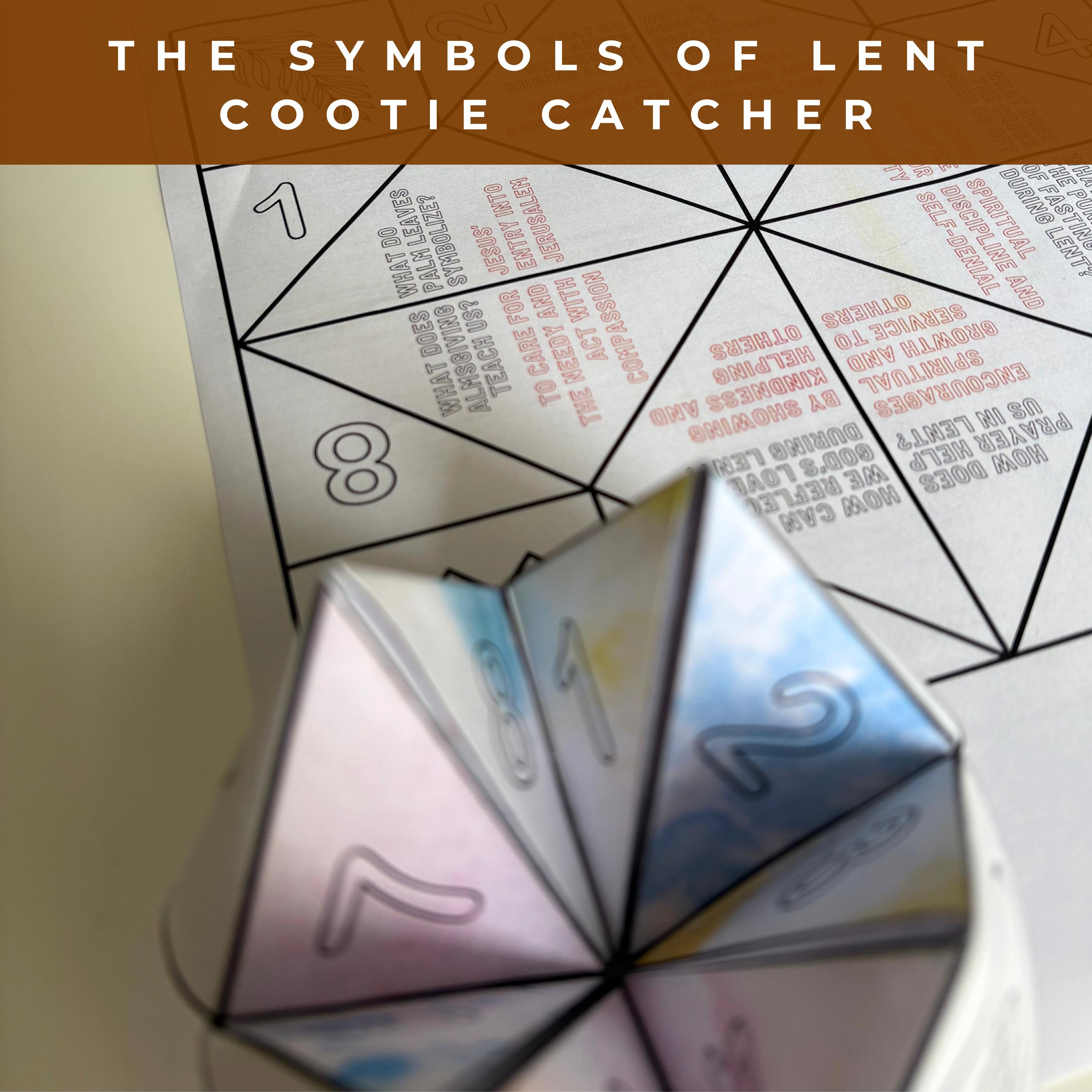 The Symbols of Lent Cootie Catcher, Sunday School Bible Activity ...