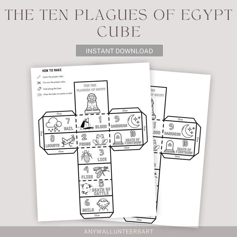 The Ten Plagues of Egypt Cube for Kids,bible Coloring Page Learning ...
