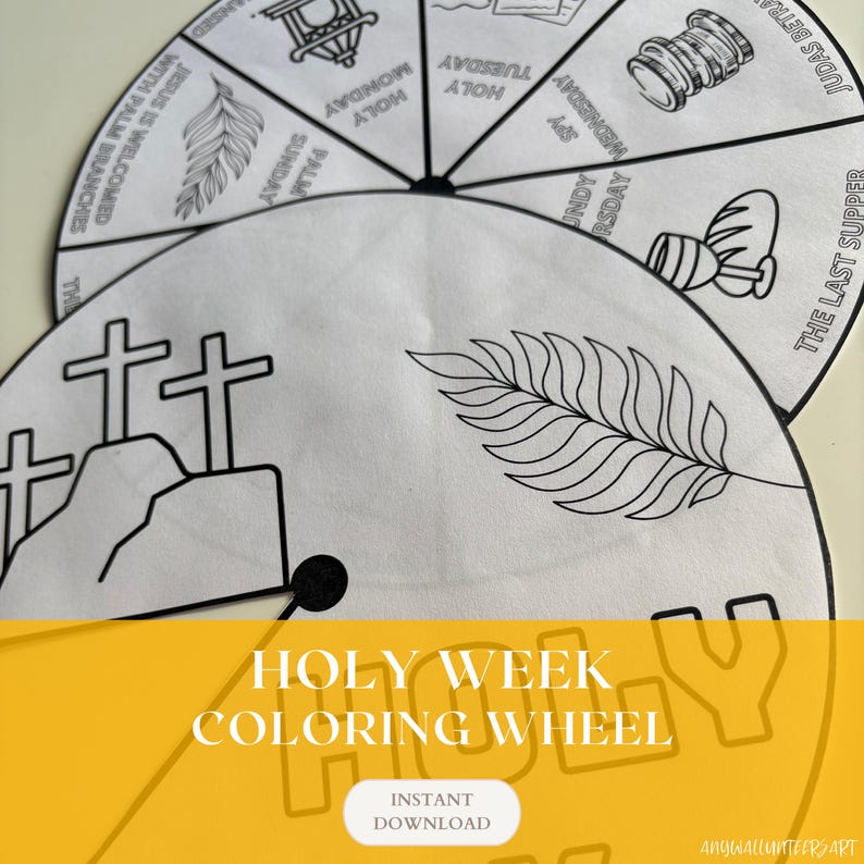Holy Week Coloring Wheel, Printable Sunday School Lesson, Kids Bible ...