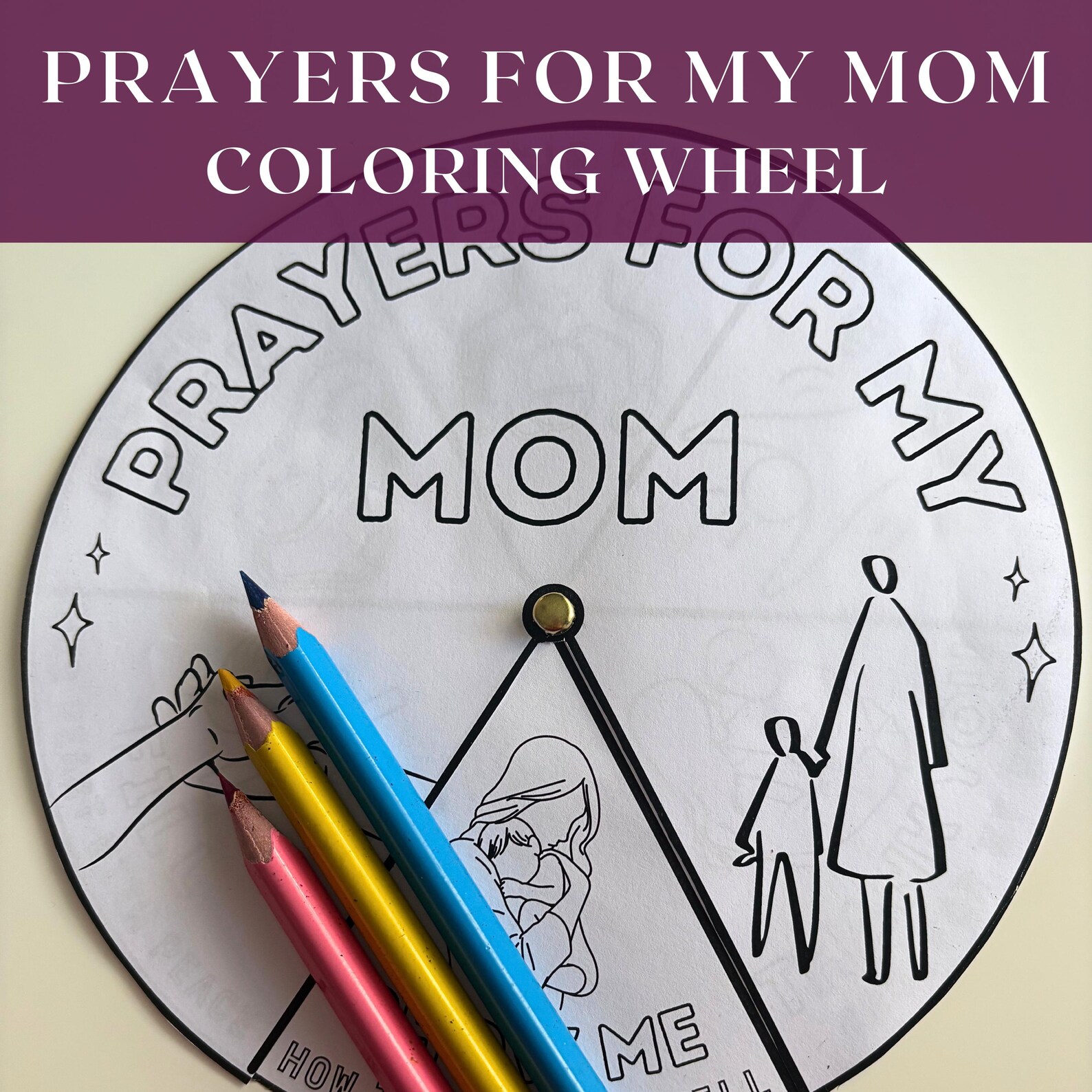 Prayers for My Mom Coloring Wheel, Mother's Day Christian Activity ...