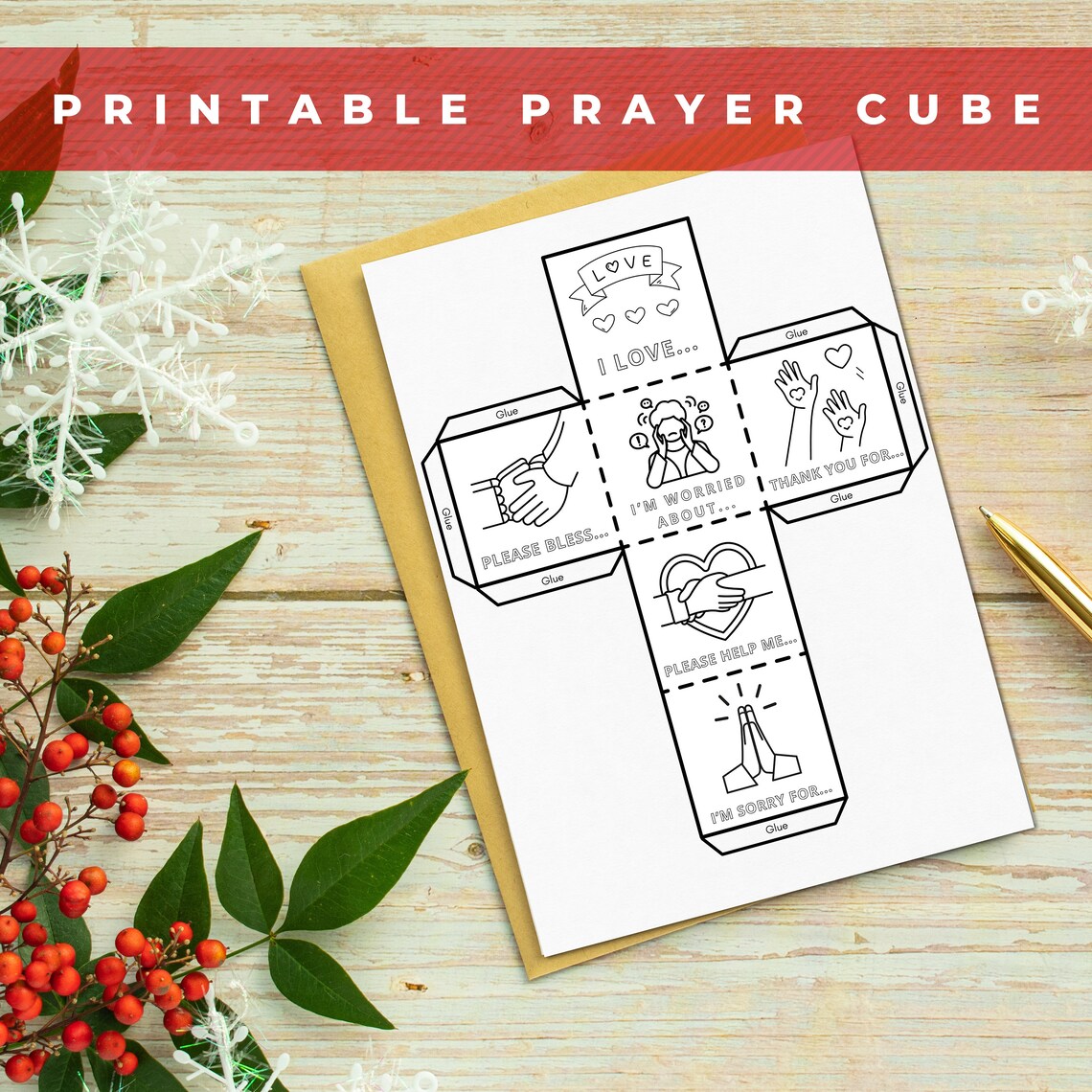 Printable Prayer Cube for Kids, Bible Coloring Page Learning Sheet ...