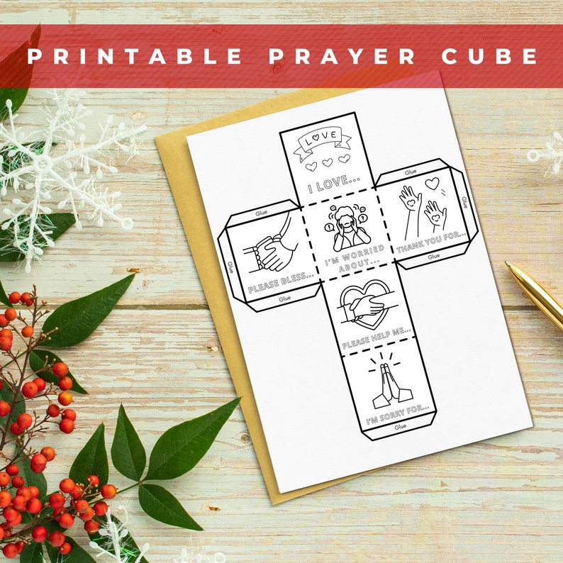 Printable Prayer Cube for Kids, Bible Coloring Page Learning Sheet ...