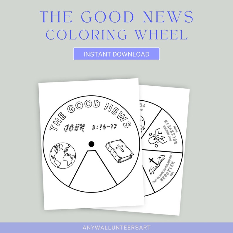 The Good News Coloring Wheel,sunday School Lesson Craft, Bible ...