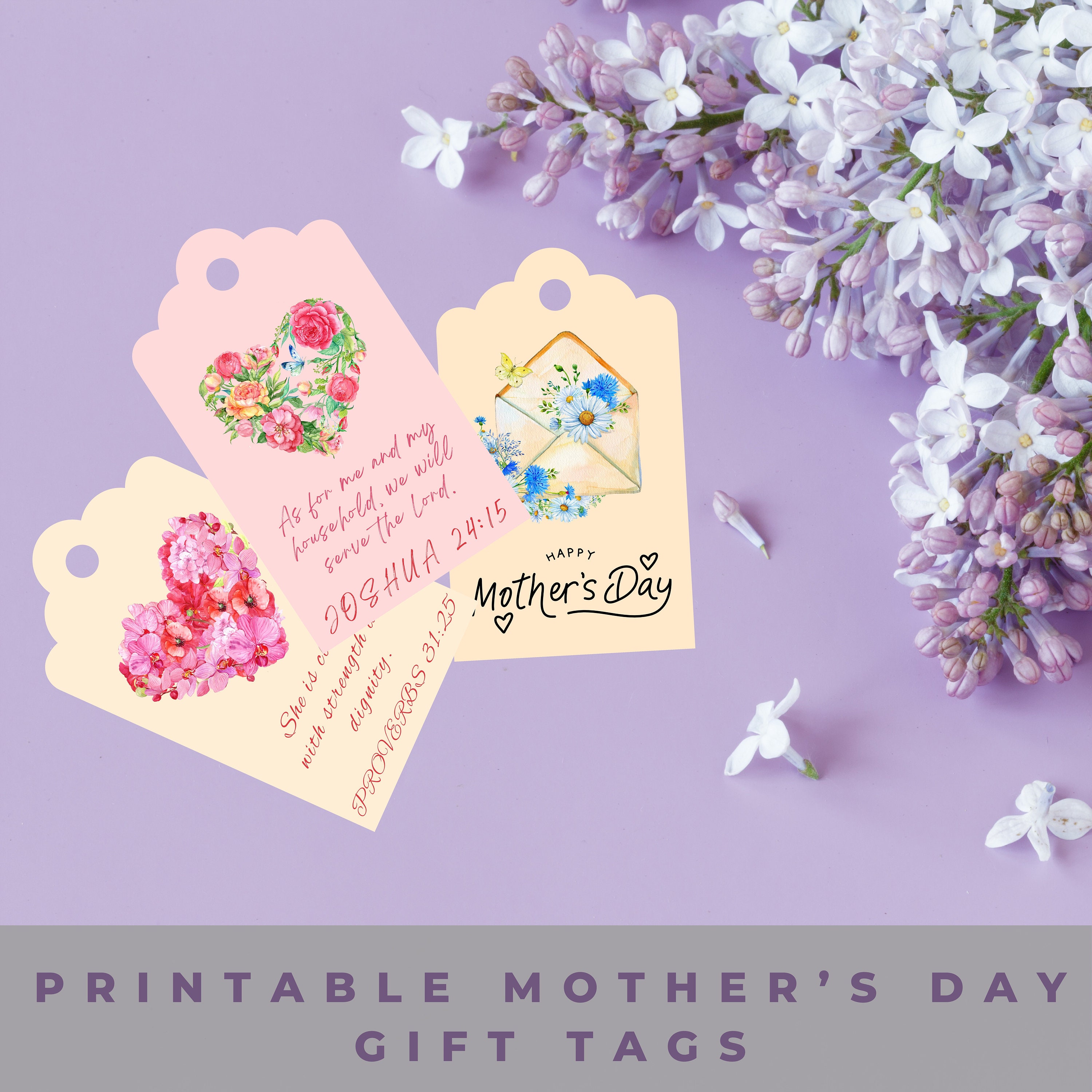 Printable Mother's Day Gift Tags, Mother's Day Spring Floral Mom Tags ...