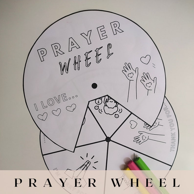 Printable Prayer Wheel for Kids, Bible Coloring Page Learning Sheet ...