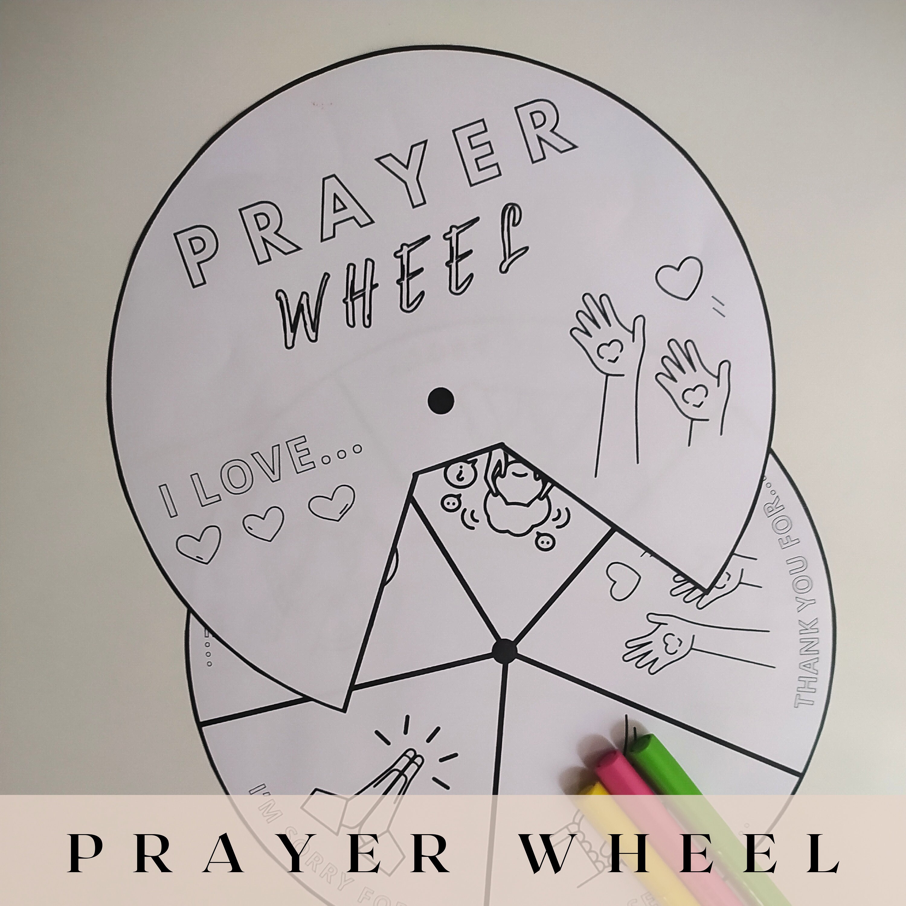 Printable Prayer Wheel for Kids, Bible Coloring Page Learning Sheet ...