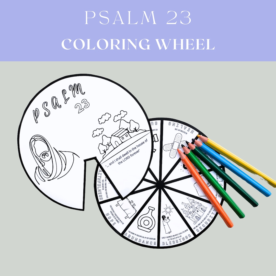 Psalm 23 Prayer Bible Coloring Wheel, Printable Bible Activity, Bible ...