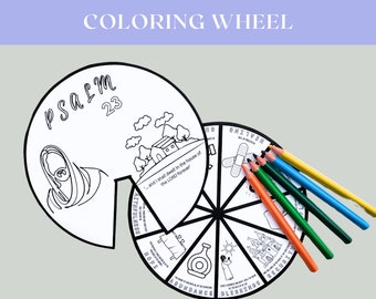 Psalm 23 Coloring Wheel, Printable Bible Activity, Watercolor, Kids ...