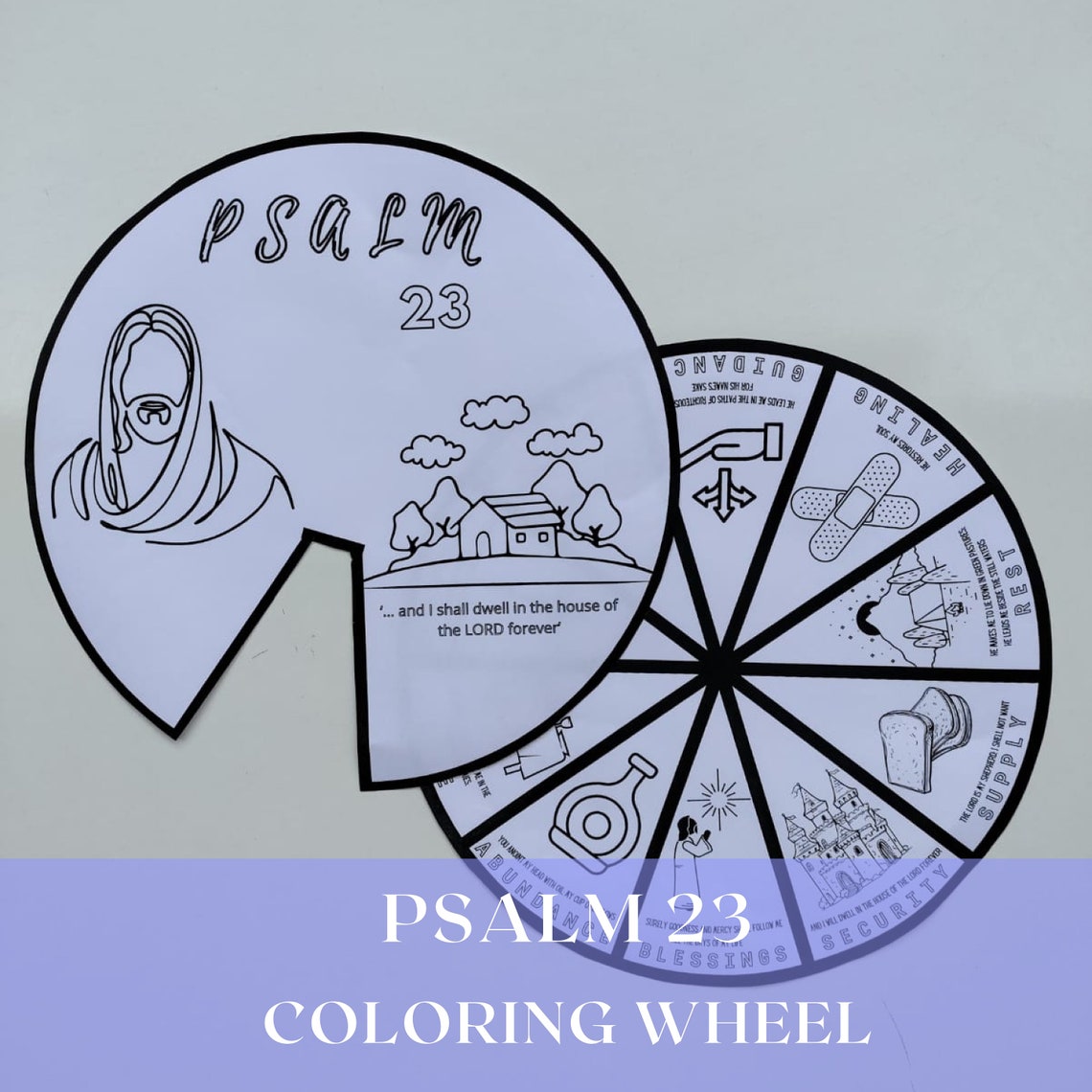 Psalm 23 Prayer Bible Coloring Wheel, Printable Bible Activity, Bible ...