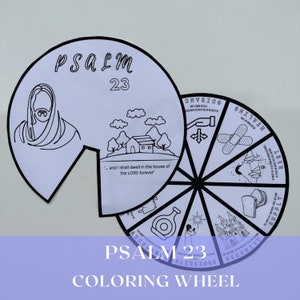 Psalm 23 Prayer Bible Coloring Wheel, Printable Bible Activity, Bible ...