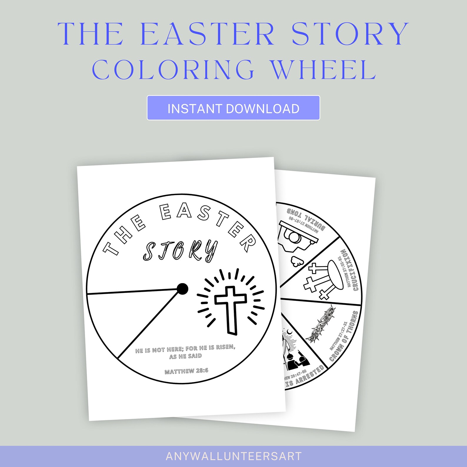 The Easter Story Bible Coloring Wheel, Printable Bible Activity, Bible ...