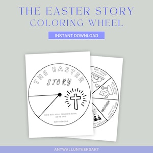 The Easter Story Bible Coloring Wheel, Printable Bible Activity, Bible ...