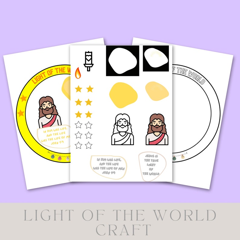 Light of the World Craft, Printable Sunday School Lesson, Christian ...