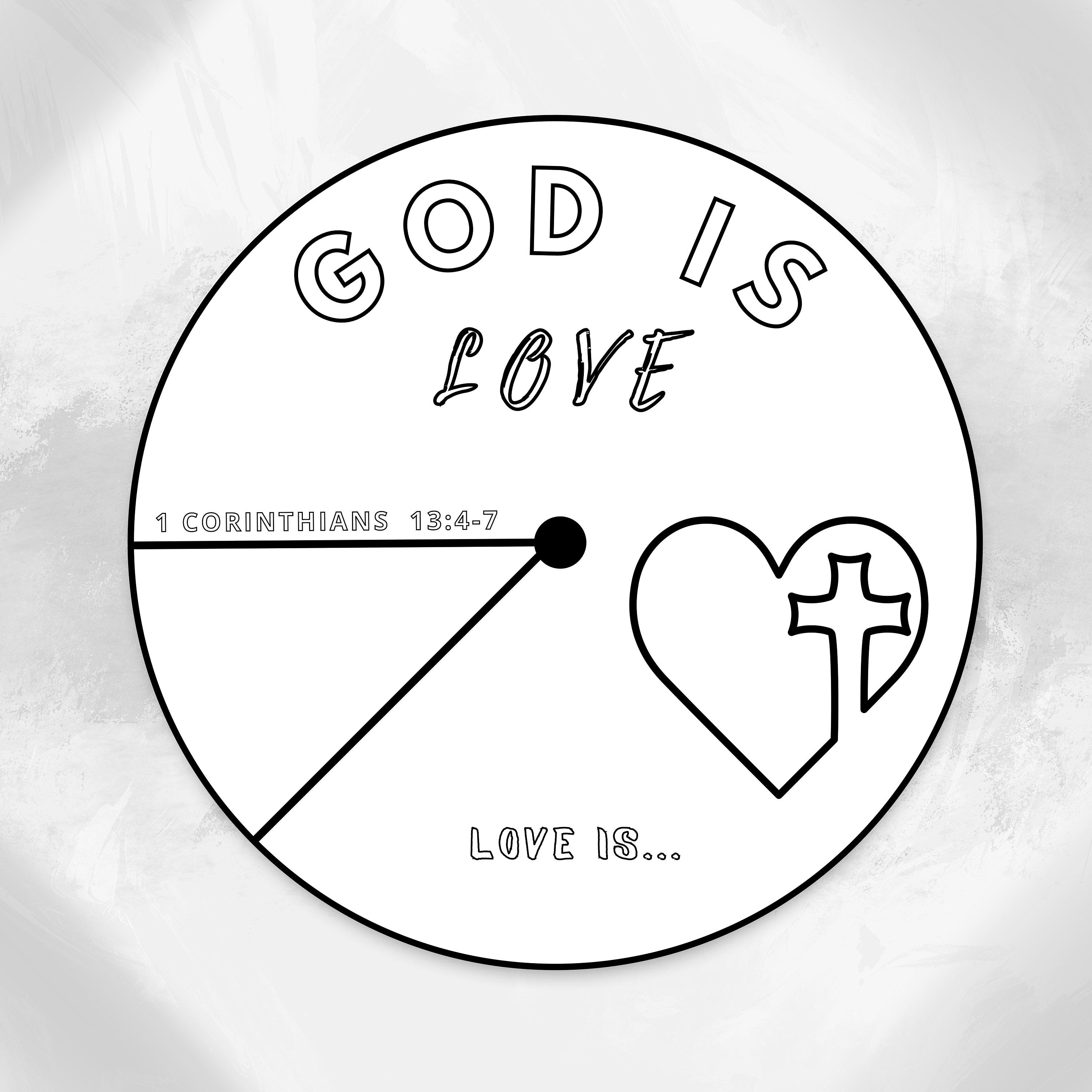 God is Love Coloring Wheel, Printable Sunday School Lesson, Bible Verse ...