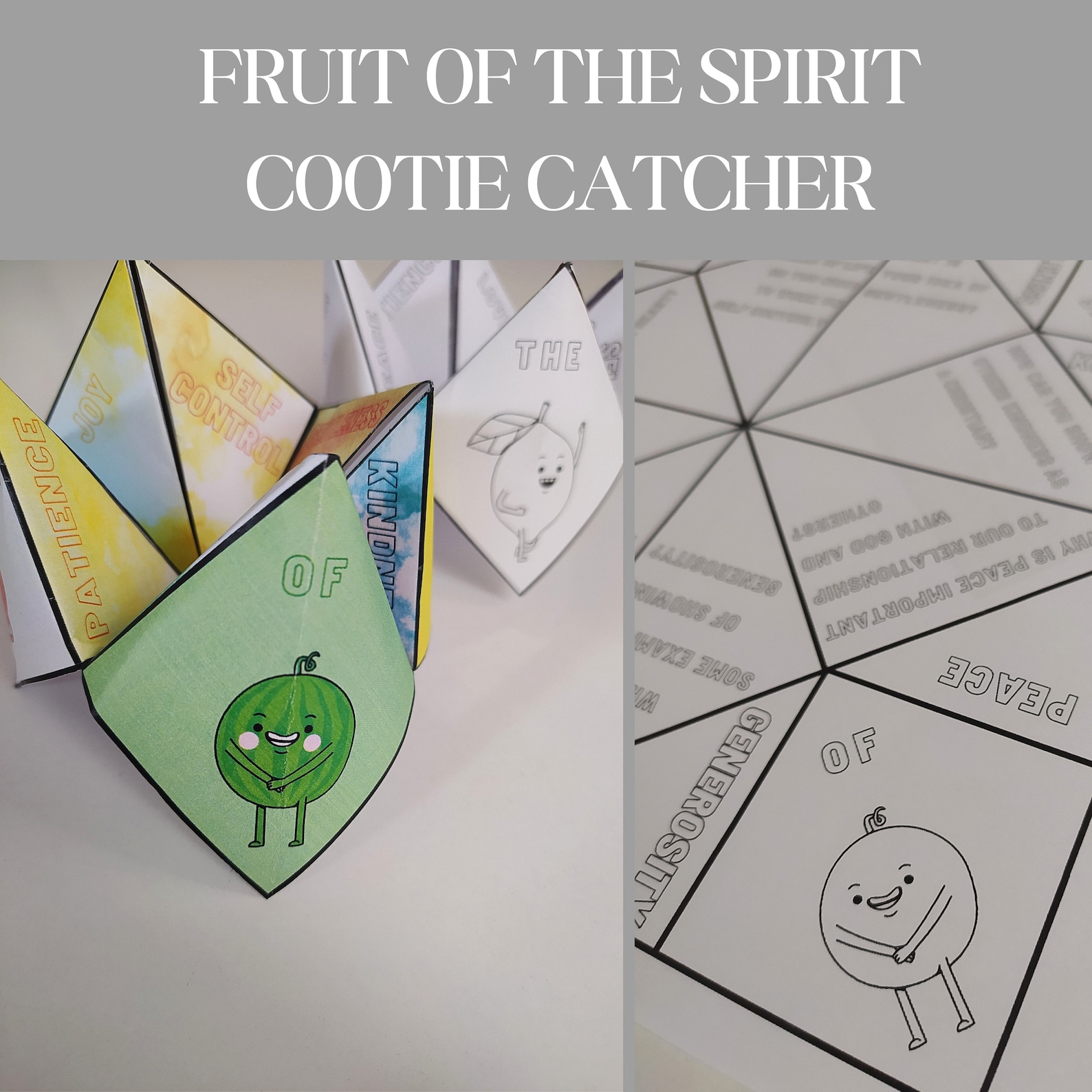 Fruit of the Spirit Cootie Catcher Sunday School Bible Activity, Fruit ...