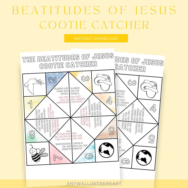 Beatitudes of Jesus Cootie Catcher Sunday School Bible Activity ...