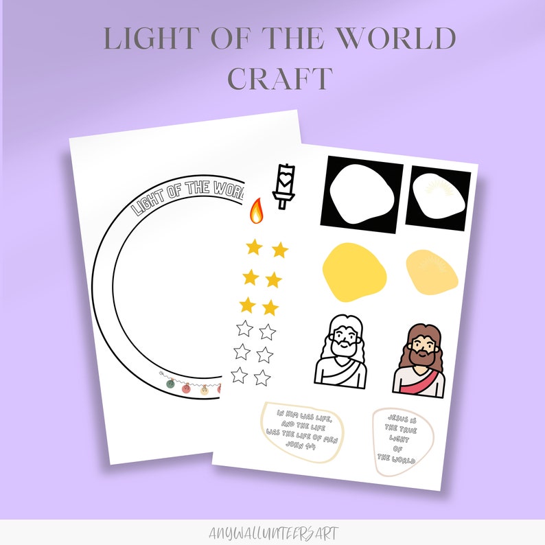 Light of the World Craft, Printable Sunday School Lesson, Christian ...