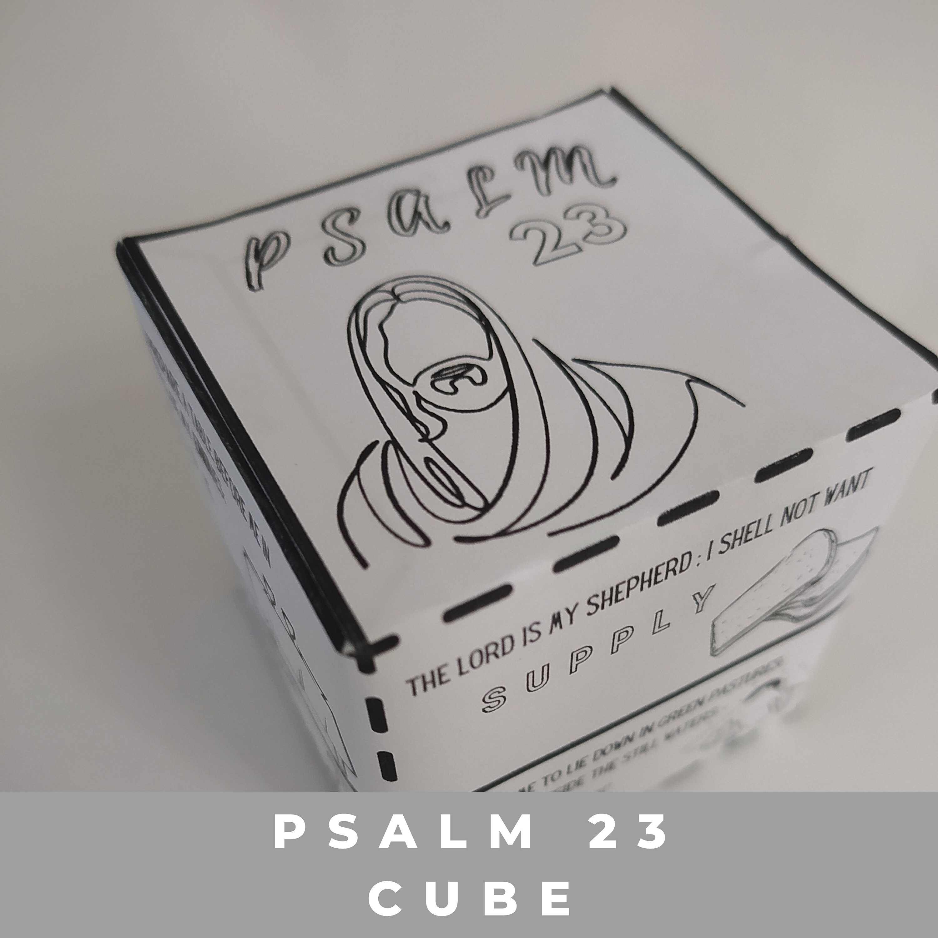 Psalm 23 Coloring Cube, Printable Sunday School Craft, Bible Coloring ...