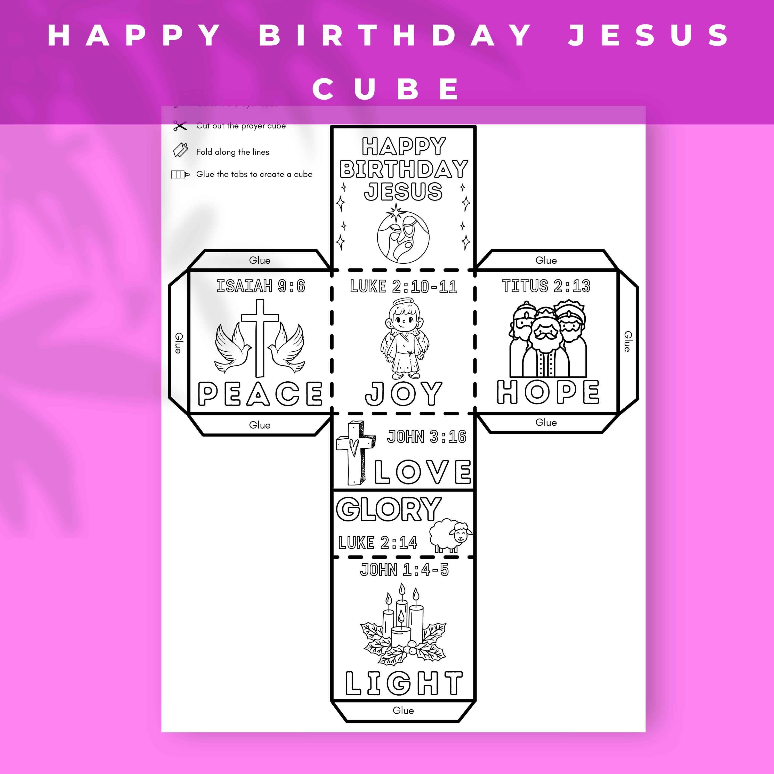 Happy Birthday Jesus Coloring Cube, Christmas Christian Craft,printable ...