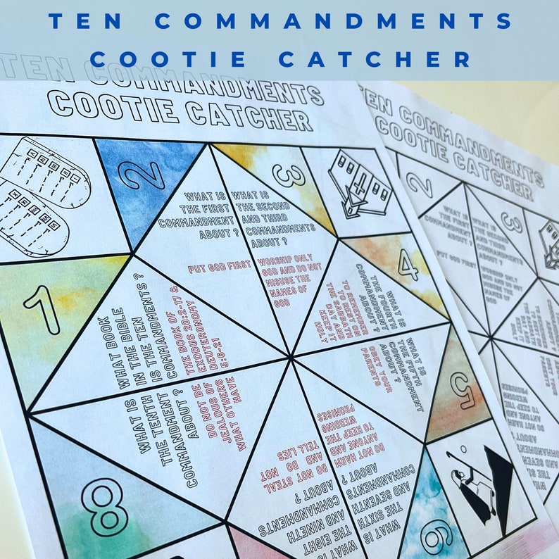 Ten Commandments Cootie Catcher Sunday School Bible Activity,ten ...
