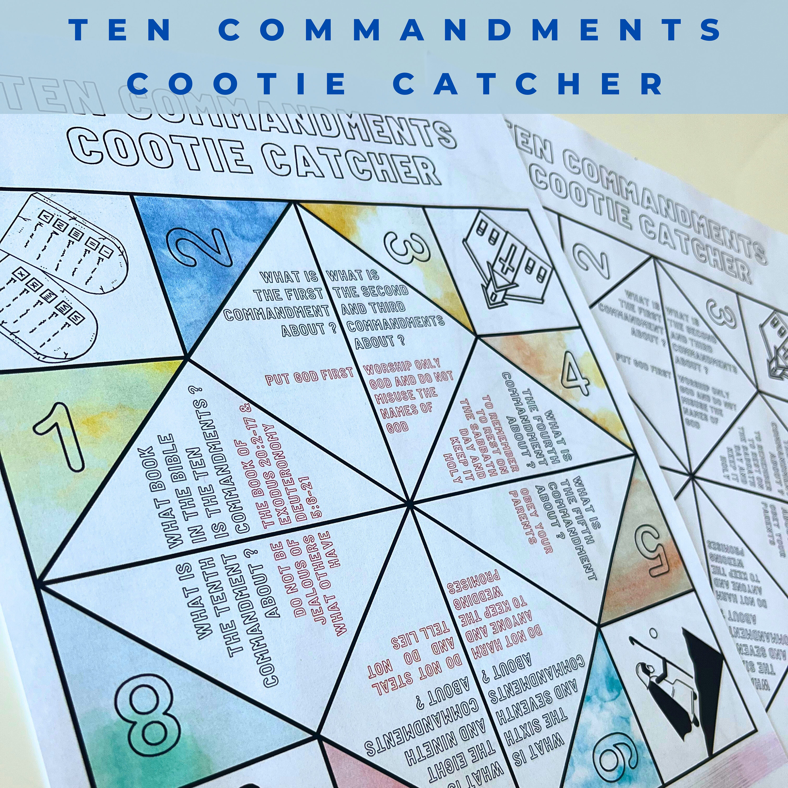 Ten Commandments Cootie Catcher Sunday School Bible Activity,ten ...
