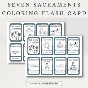 The Seven Sacraments Coloring Flash Card, Printable Sunday School ...