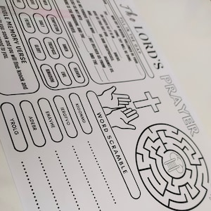 The Lord's Prayer Activity Sheet, Bible Story Activity Placemat, Bible ...