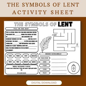 The Symbols of Lent Activity Sheet, Bible Verse Sunday School Activity ...