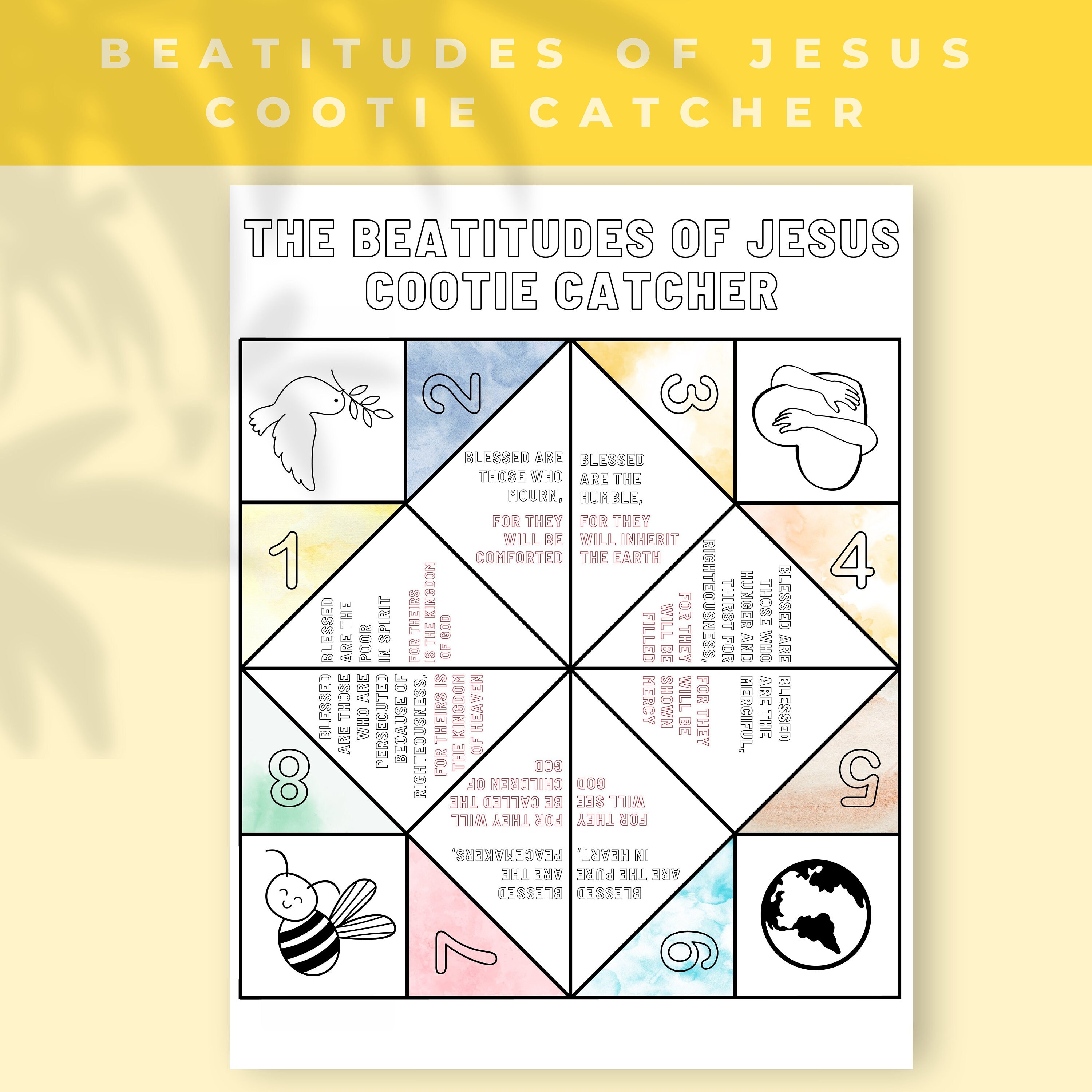 Beatitudes of Jesus Cootie Catcher Sunday School Bible Activity ...