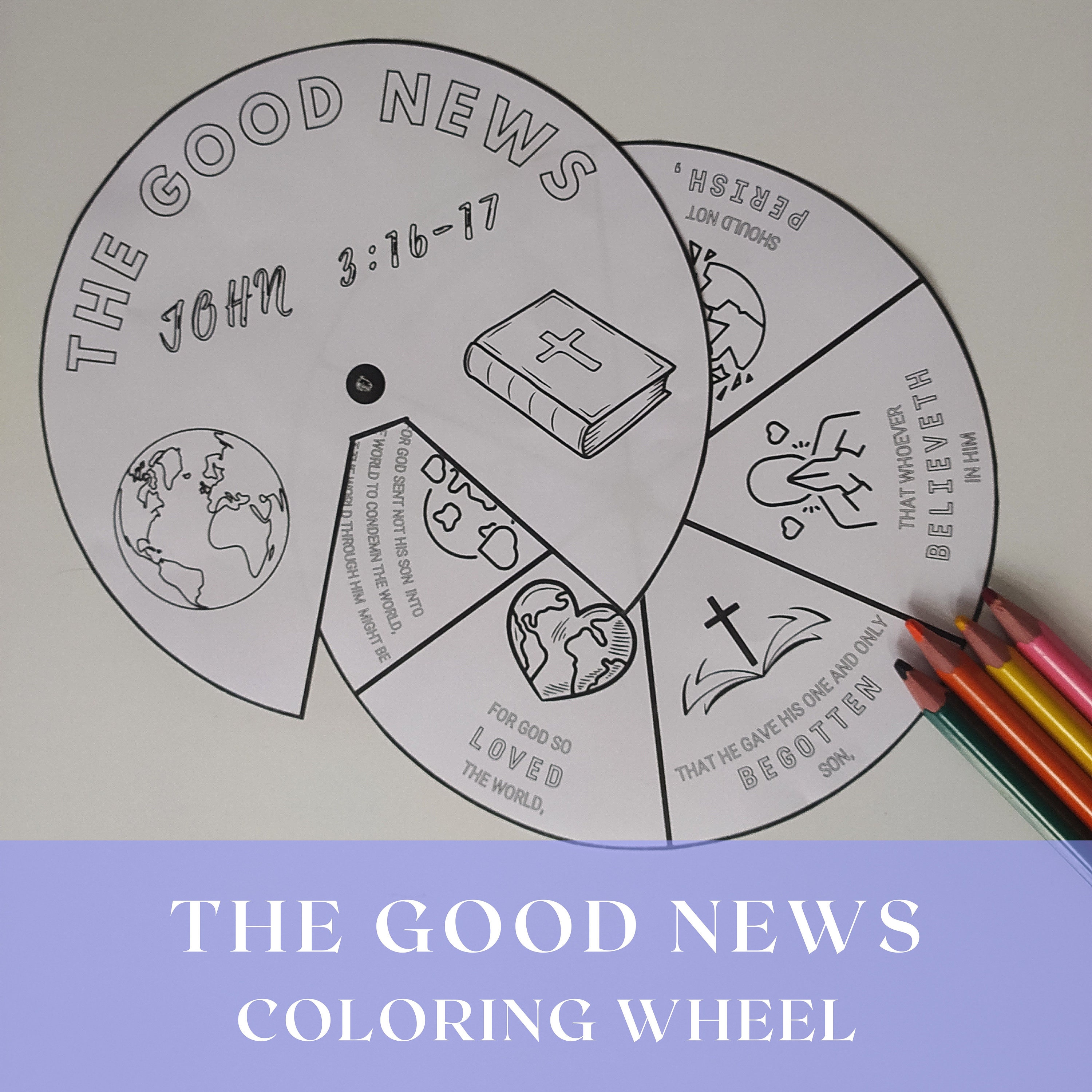 The Good News Coloring Wheel,sunday School Lesson Craft, Bible ...