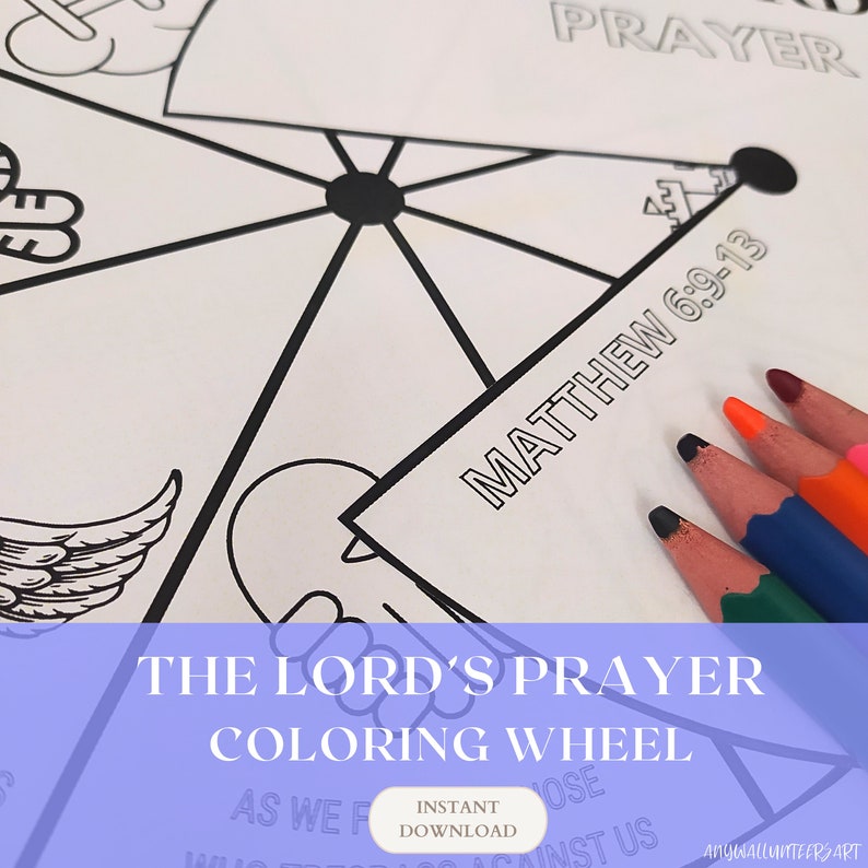 The Lord's Prayer Coloring Wheel for Kids, Teaching the Lord's Prayer ...
