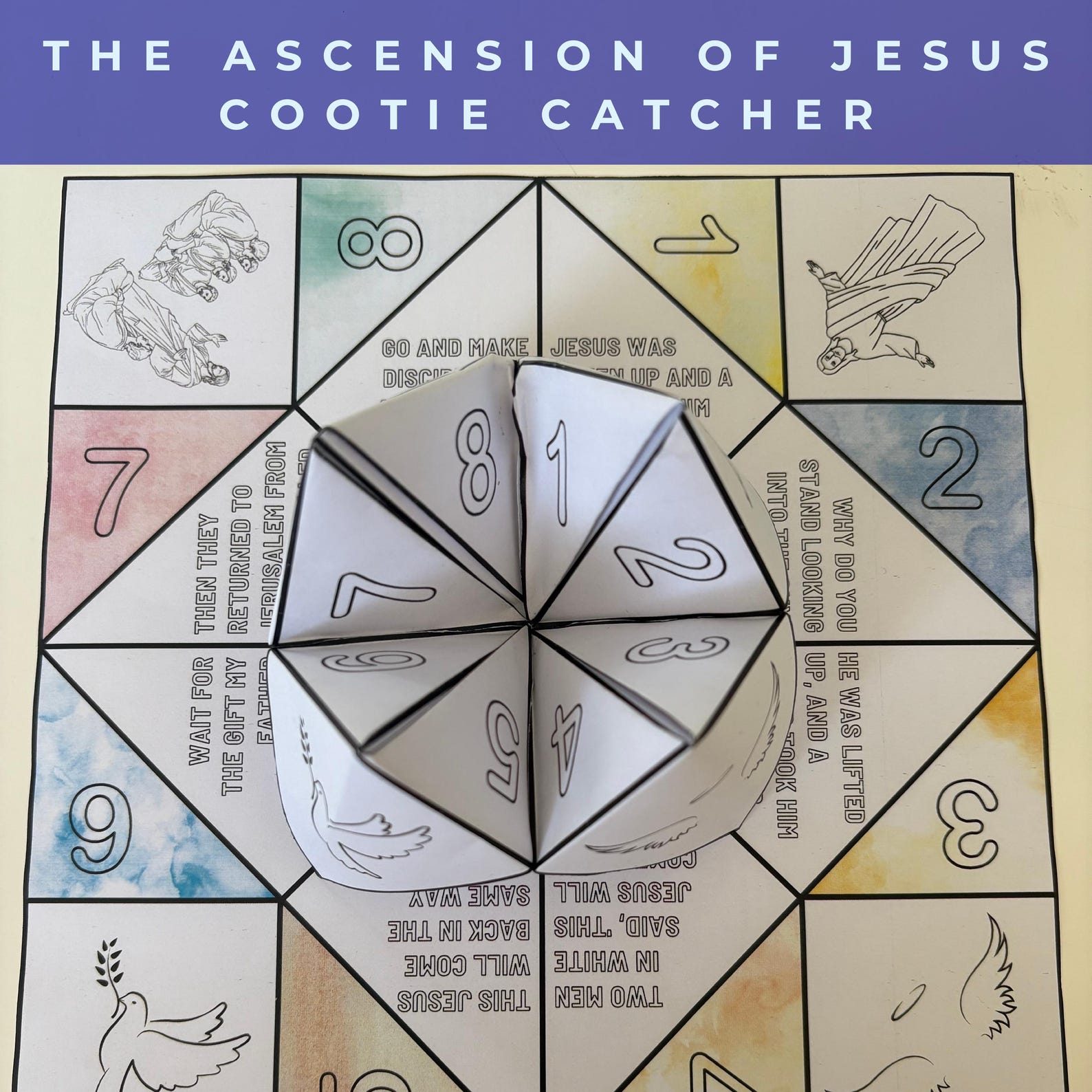 The Ascension of Jesus Cootie Catcher, Sunday School Bible Activity ...