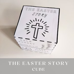 Easter Story Coloring Cube, Printable Bible Verse Activity, Easter ...