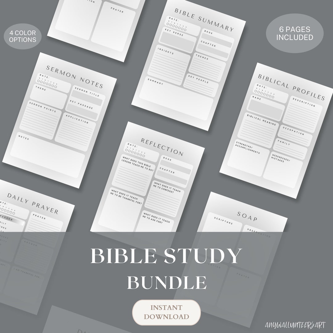 Digital Bible Study Bundle, Printable Bible Study Worksheet, Guided ...