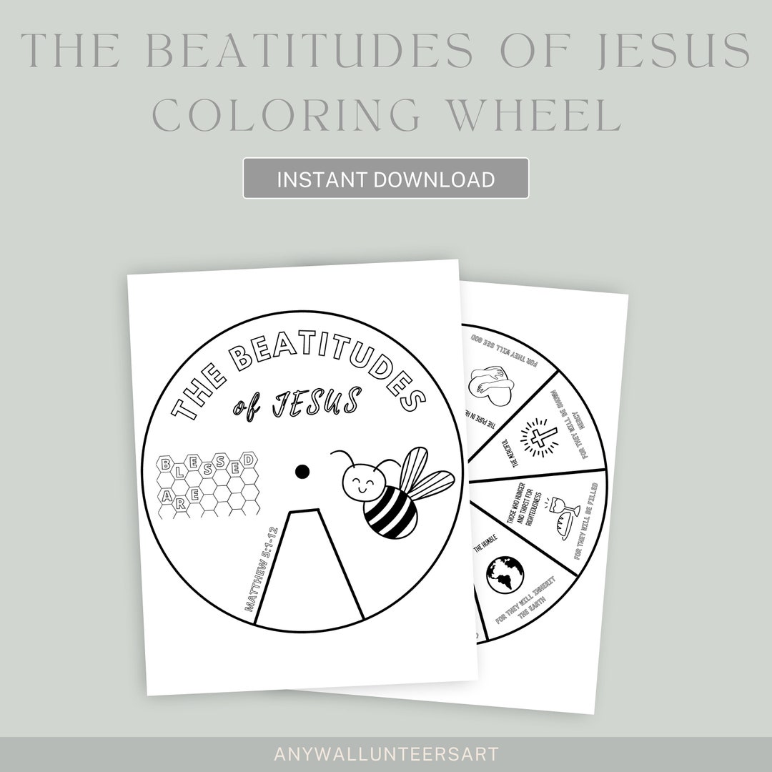 The Beatitudes of Jesus Coloring Wheel, Printable Sunday School Lesson ...