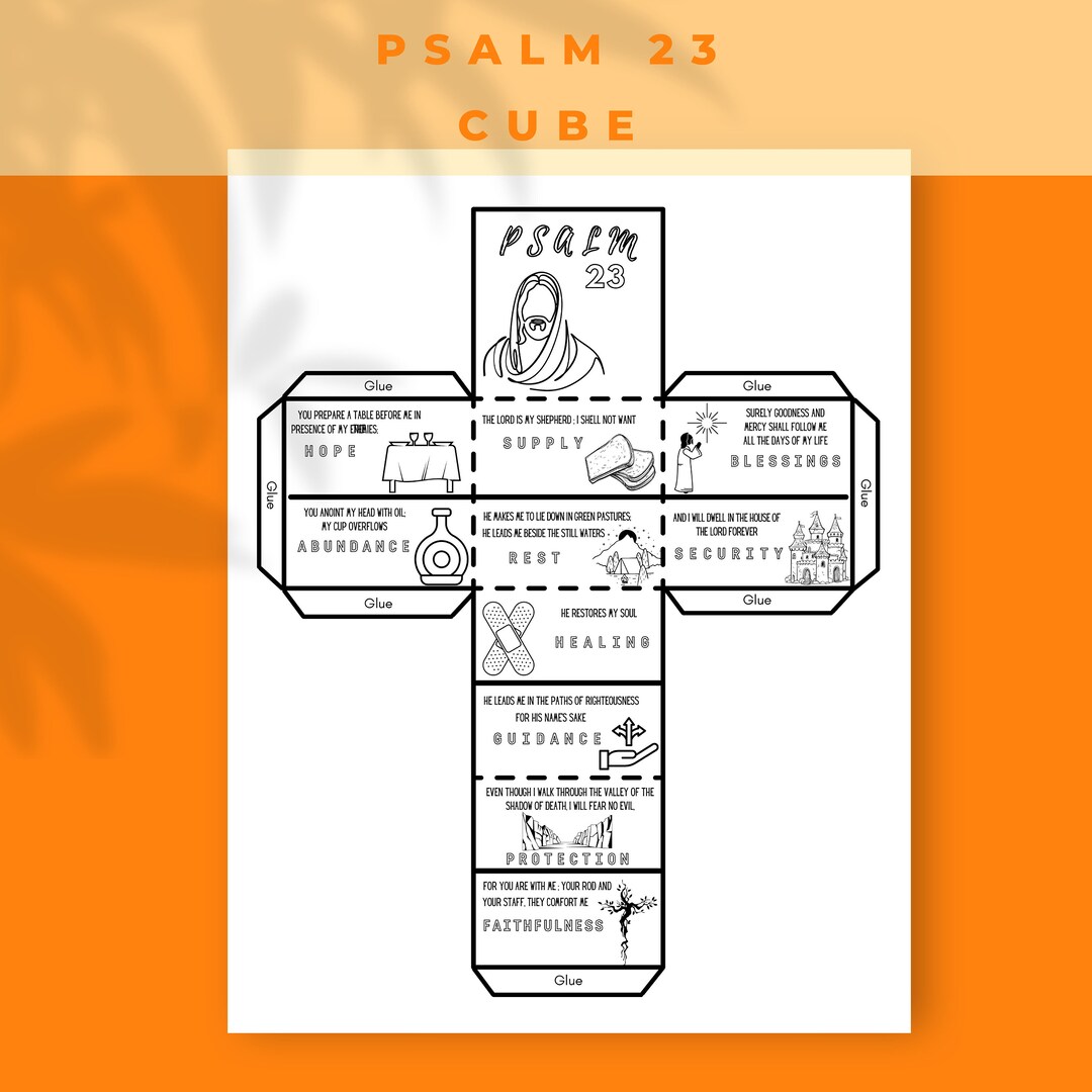 Psalm 23 Coloring Cube, Printable Sunday School Craft, Bible Coloring ...