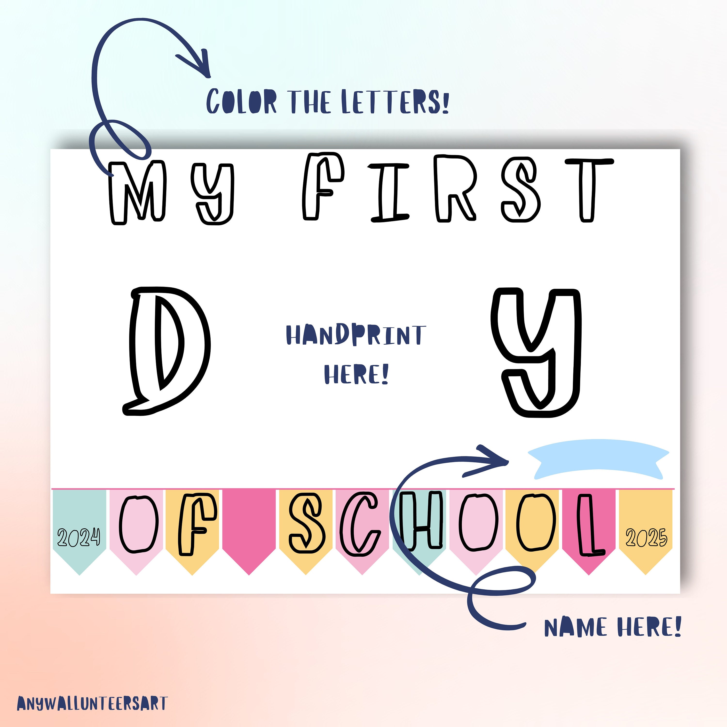 My First Day of School Handprint Craft,back to School Handprint Art ...