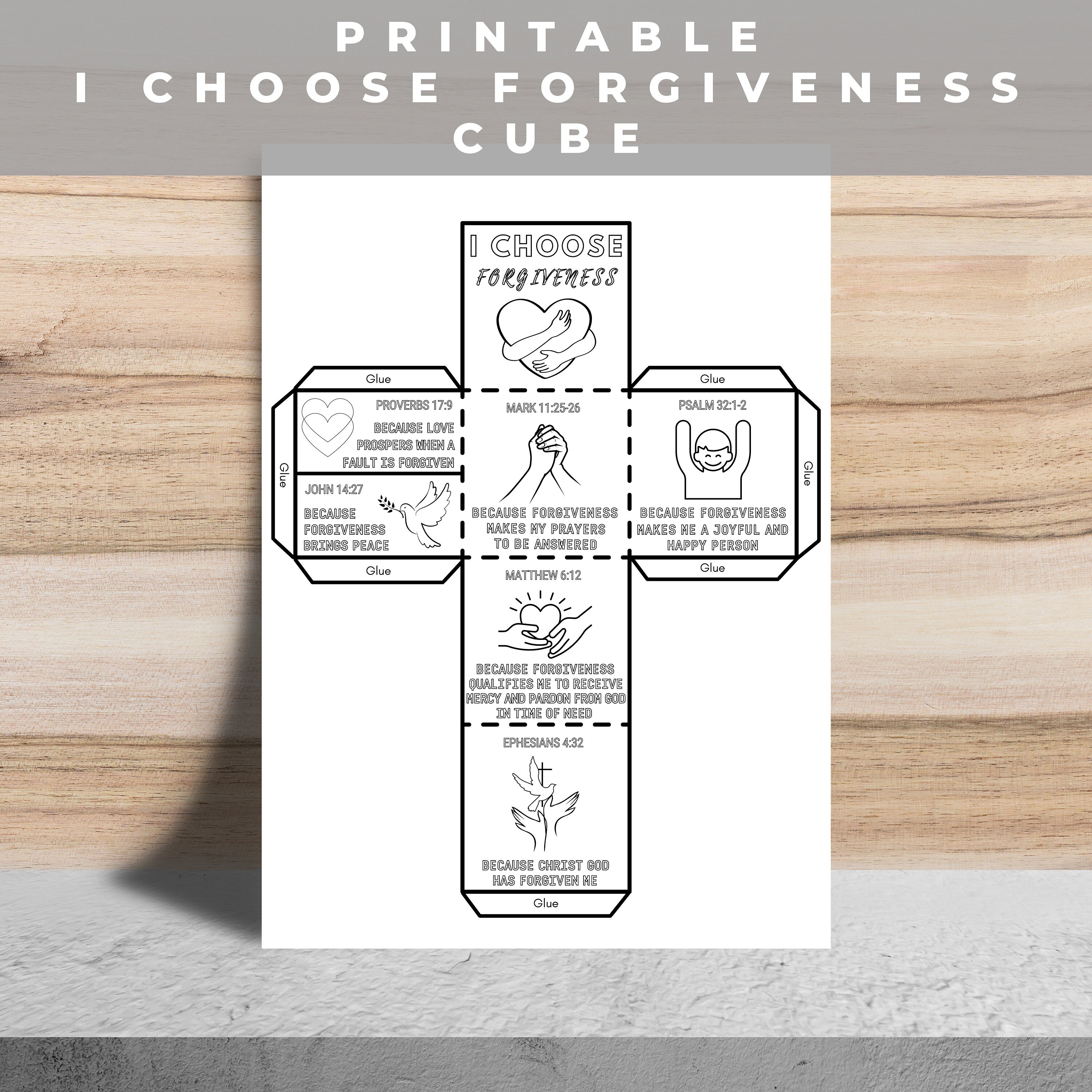 I Choose Forgiveness Coloring Cube, Bible Verse Sunday School Activity ...