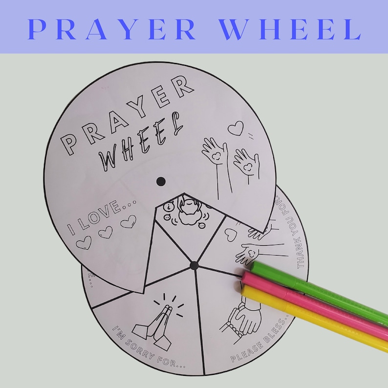 Printable Prayer Wheel for Kids, Bible Coloring Page Learning Sheet ...