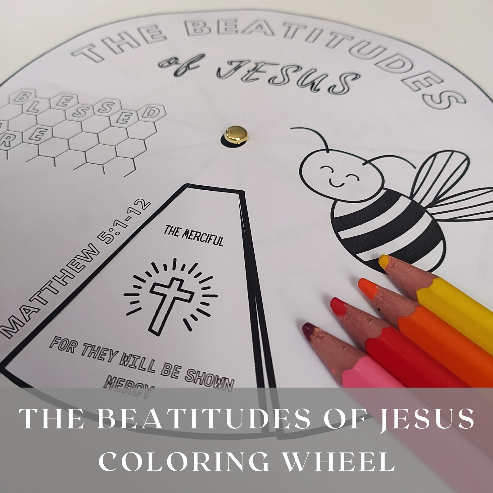 The Beatitudes of Jesus Coloring Wheel, Printable Sunday School Lesson ...