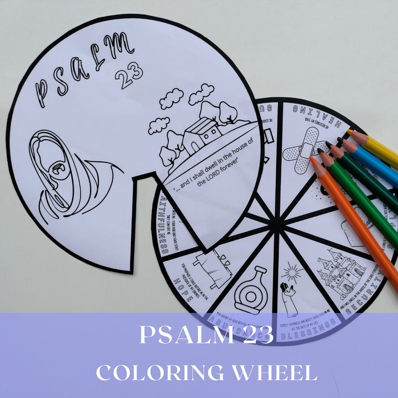 Psalm 23 Prayer Bible Coloring Wheel, Printable Bible Activity, Bible ...