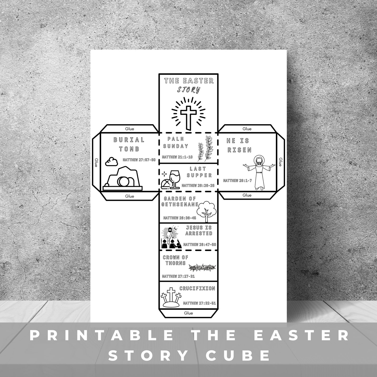 Easter Story Coloring Cube, Printable Bible Verse Activity, Easter ...