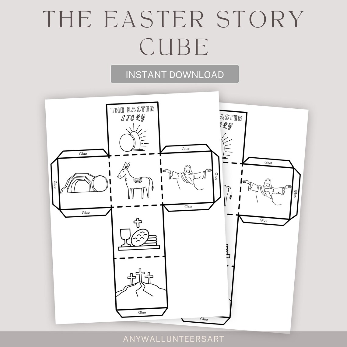 Easter Story Coloring Cube, Printable Sunday School Craft, Bible Story ...