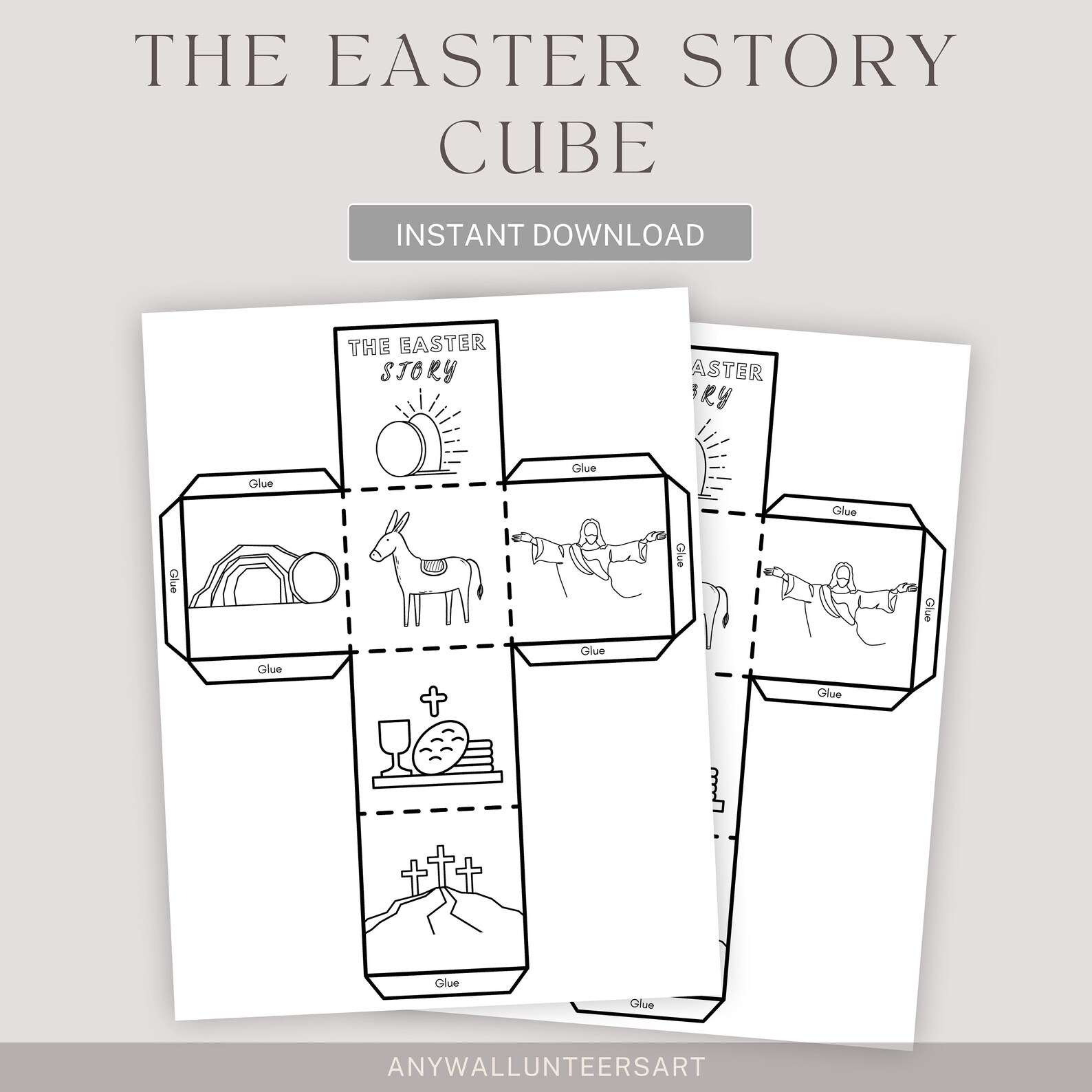 Easter Story Coloring Cube, Printable Sunday School Craft, Bible Story ...